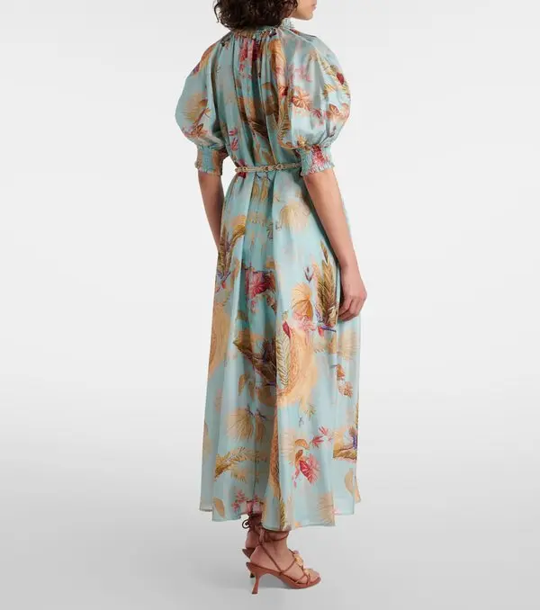 Zimmermann Ascension Billow Floral Silk Maxi Dress - Blue