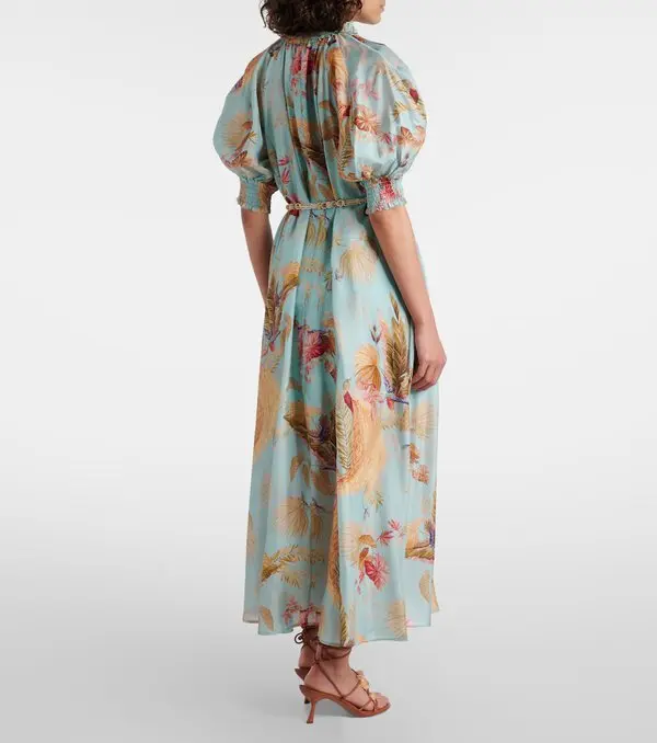 Zimmermann Ascension Billow Floral Silk Maxi Dress - Blue