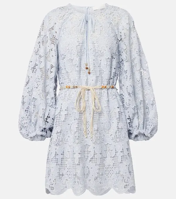 Zimmermann Belted Lace Minidress - Blue