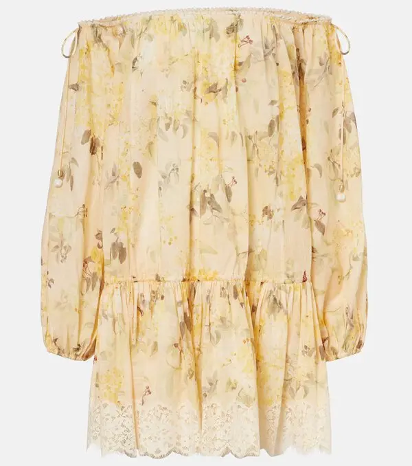 Zimmermann Floral Semi-sheer Cotton Minidress - Multicoloured