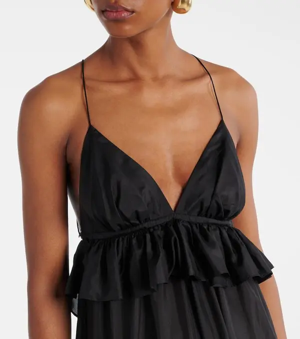 Zimmermann Rhiannon Paisley Ruffled Silk Maxi Dress - Black