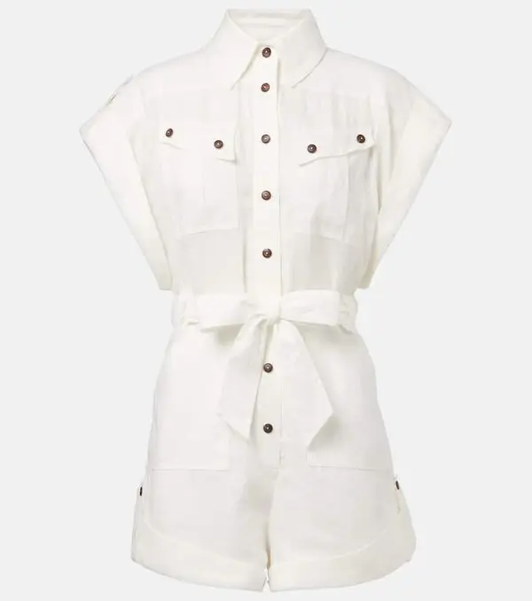 Zimmermann Linen Playsuit - White