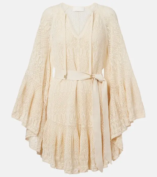Zimmermann Coco Gathered Lace Minidress - Neutrals