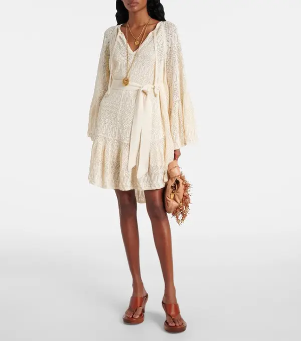 Zimmermann Coco Gathered Lace Minidress