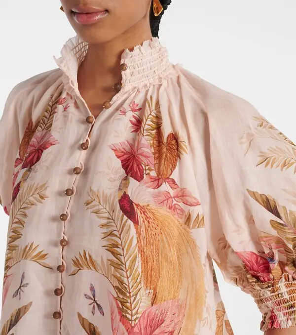 Zimmermann Ascension Shirred Floral Blouse