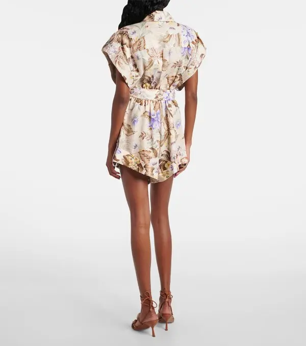 Zimmermann Floral Linen Romper - Multicoloured
