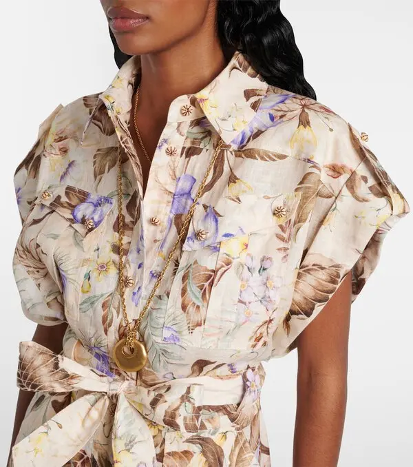 Zimmermann Floral Linen Romper - Multicoloured
