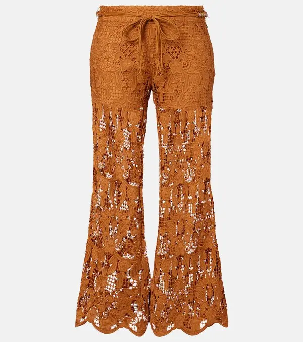Zimmermann Coco Scalloped Lace Flared Pants
