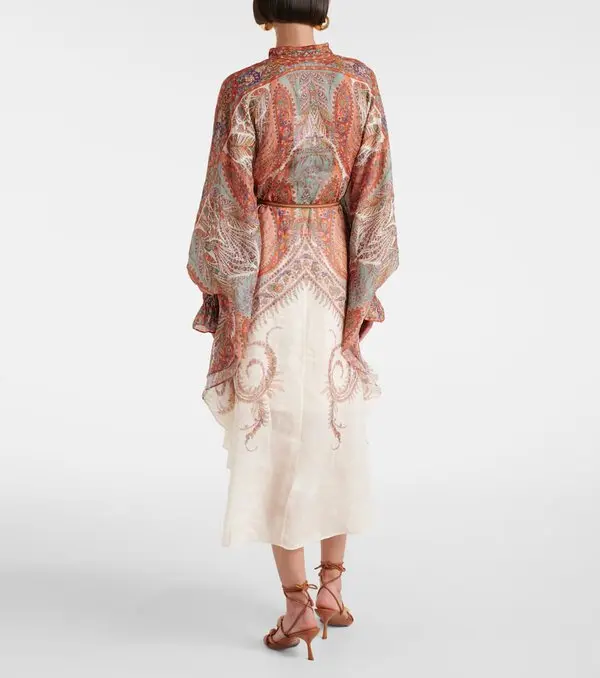 Zimmermann Rhiannon Tie-neck Ramie Midi Dress