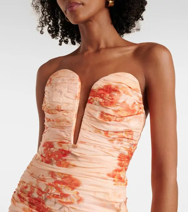 Zimmermann Cascadian Floral Strapless Midi Dress