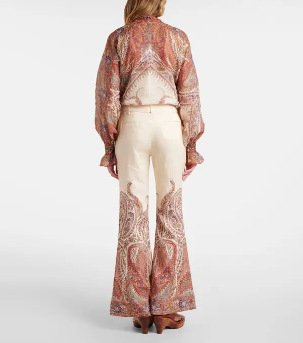 Zimmermann Paisley Linen Flared Pants