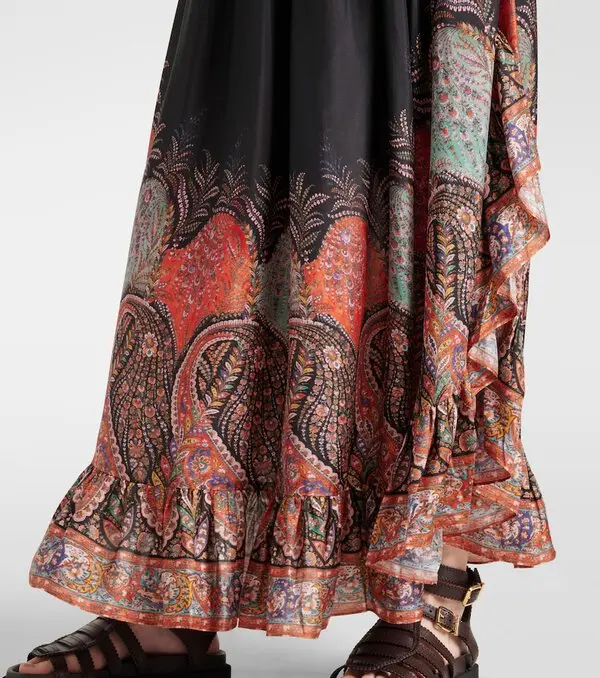 Zimmermann Rhiannon Ruffled Silk Maxi Skirt - Multicoloured