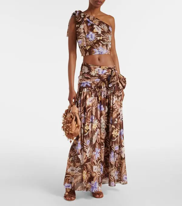 Zimmermann Coco Floral One-shoulder Cotton Top