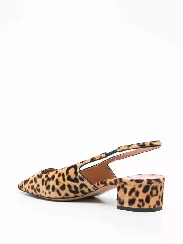 AQUAZZURA Leopard Print Slingback Pumps - Brown