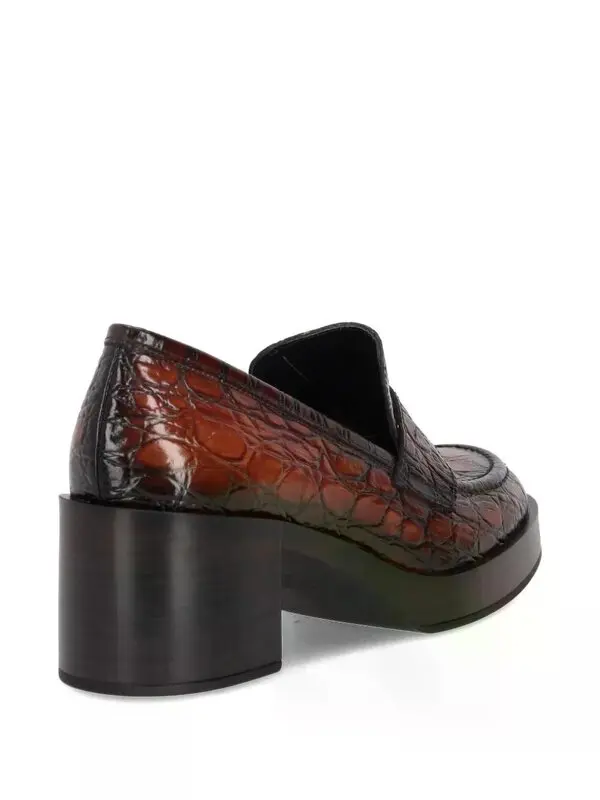 LA ROSE Cristin Crocodile-embossed Loafers - Brown