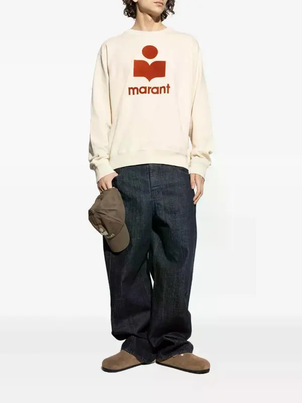 MARANT Logo-print Cotton Sweatshirt - Neutrals
