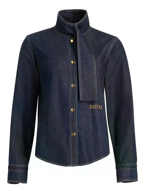 PATOU Scarf-collar Denim Shirt - Blue