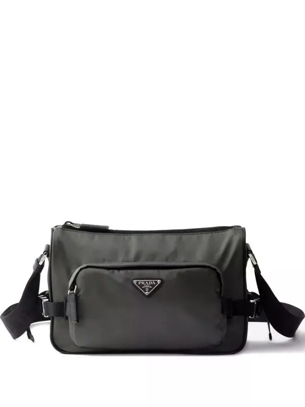Prada Triangle Logo Messenger Bag - Green