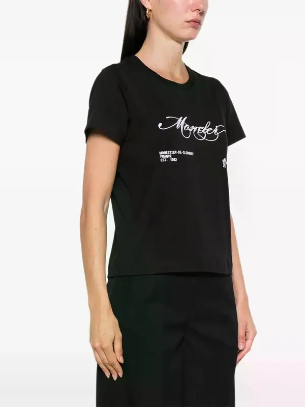 Moncler Embroidered-logo Cotton T-shirt - Black