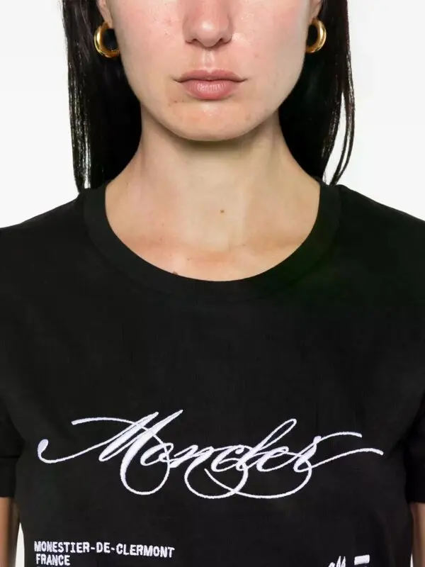 Moncler Embroidered-logo Cotton T-shirt - Black