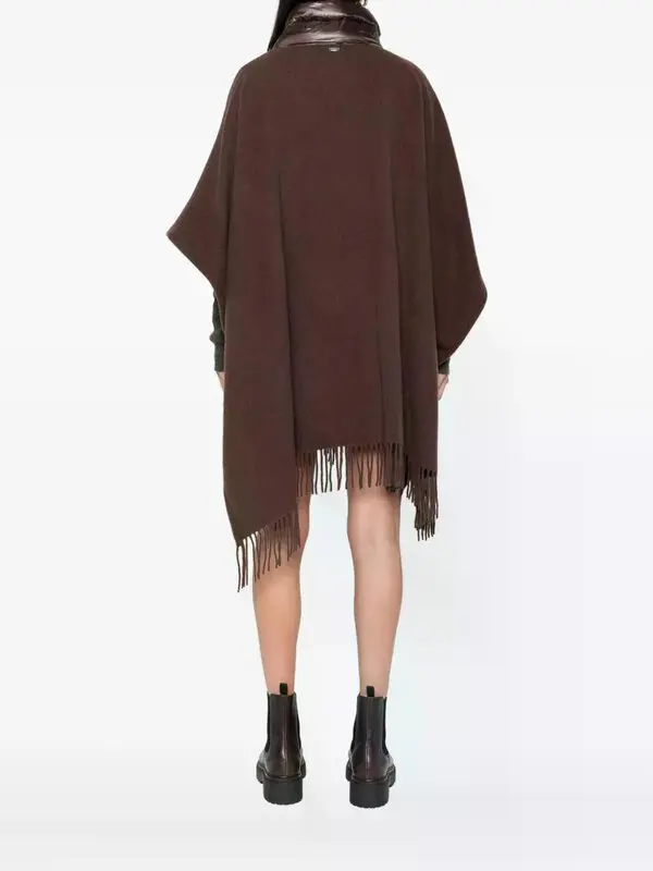 Herno Quilted-pocket Fringe Poncho - Brown