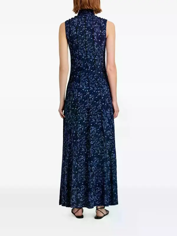 Proenza Schouler White Label High-neck Floral Dress - Blue