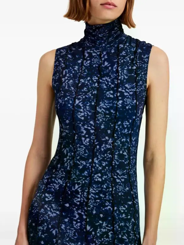 Proenza Schouler White Label High-neck Floral Dress - Blue
