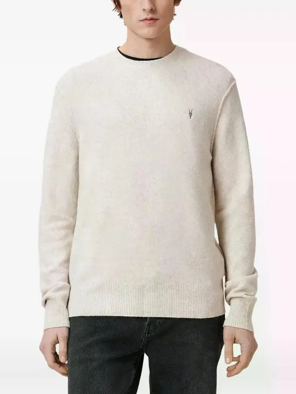ALLSAINTS Logo-embroidered Crew-neck Jumper - Neutrals