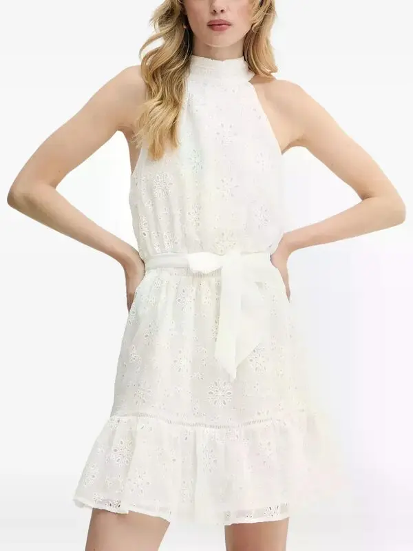 Guess Floral-Embroidery Halterneck Mini Dress In White - 13% Off |  Editorialist