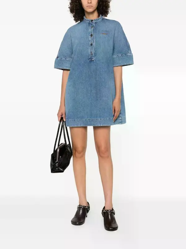 Givenchy Embroidered Button-placket Mini Dress