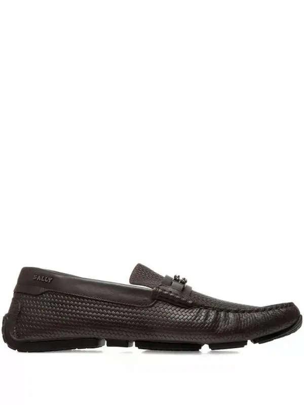Bally Woven Leather Chain Loafers