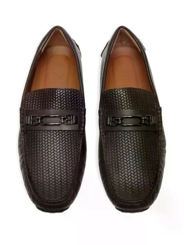 Bally Woven Leather Chain Loafers