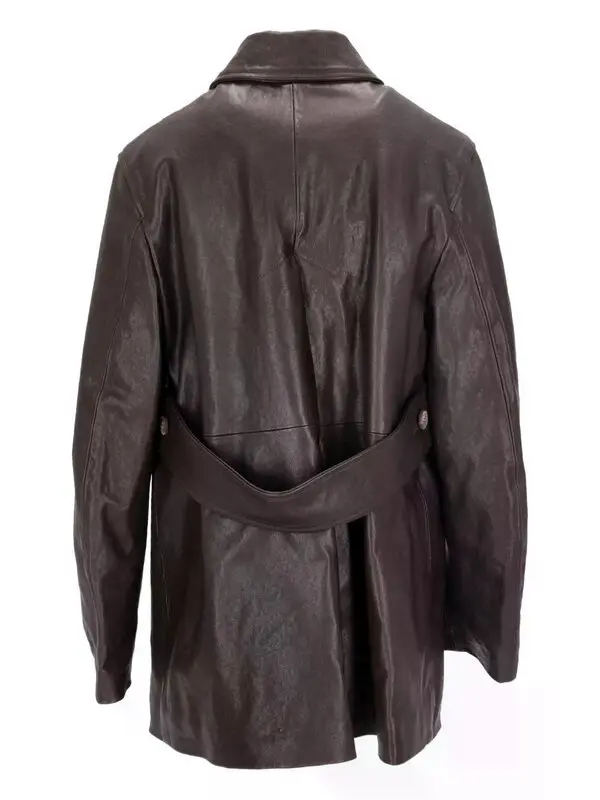 LA ROSE Button-up Leather Coat