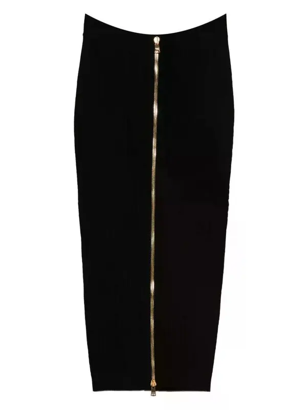 Balmain Cable-knit Fitted Midi Skirt - Black