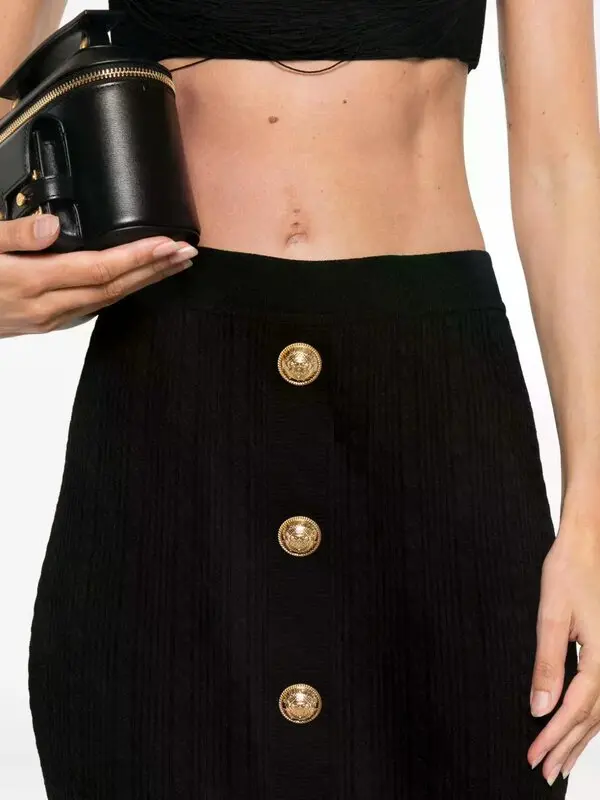 Balmain Cable-knit Fitted Midi Skirt
