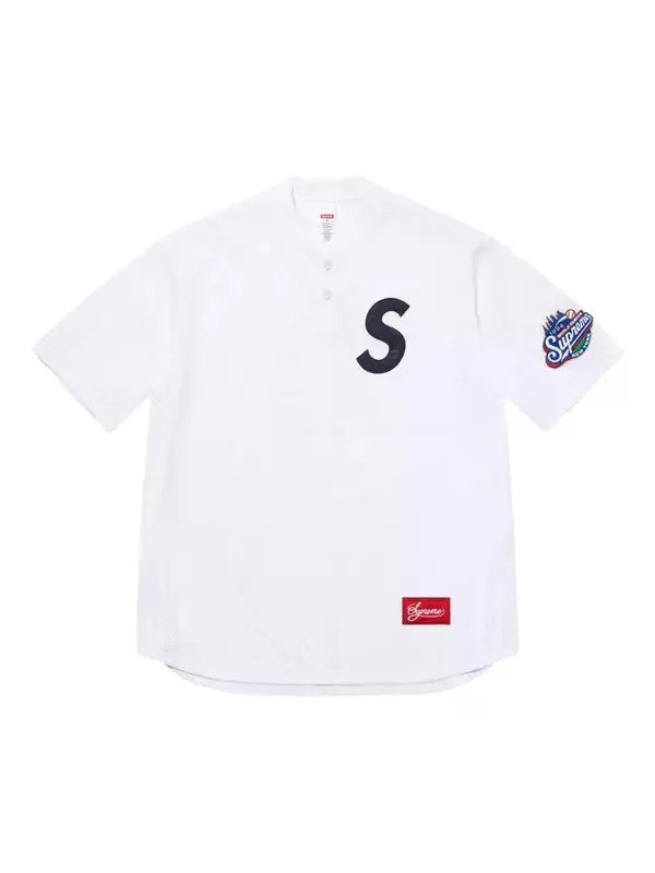 Supreme S Logo Henley Top - White