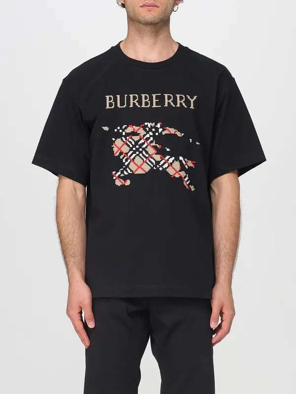 Burberry Cotton Crew Neck T-shirt With Embroidered Ekd Logo - Black