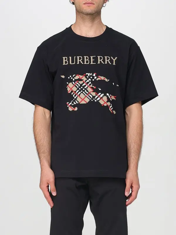 Burberry Cotton Crew Neck T-shirt With Embroidered Ekd Logo - Black