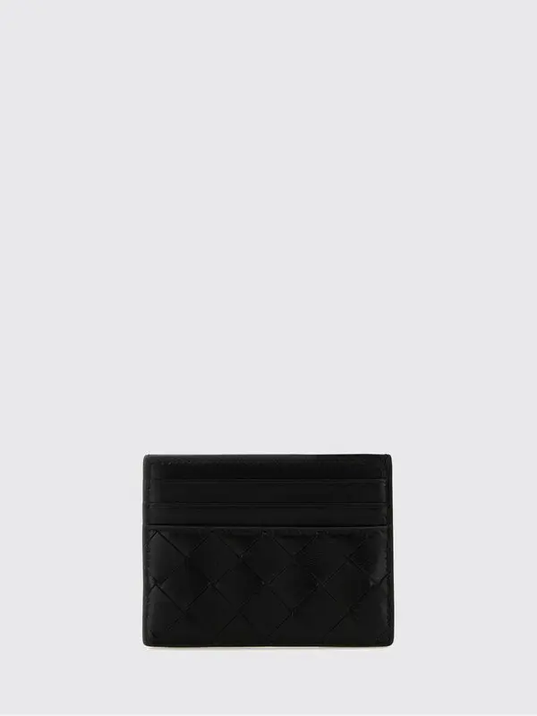 Bottega Veneta Flat Woven Nappa Calfskin Card Holder With 7 Slots - Black