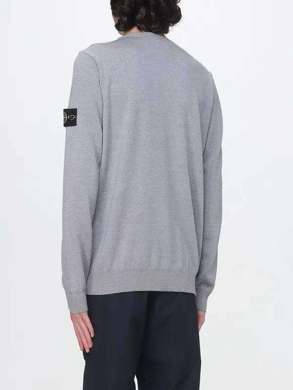 Stone Island 100% Virgin Wool Crewneck Jumper With Compass Logo - Mouse Grey