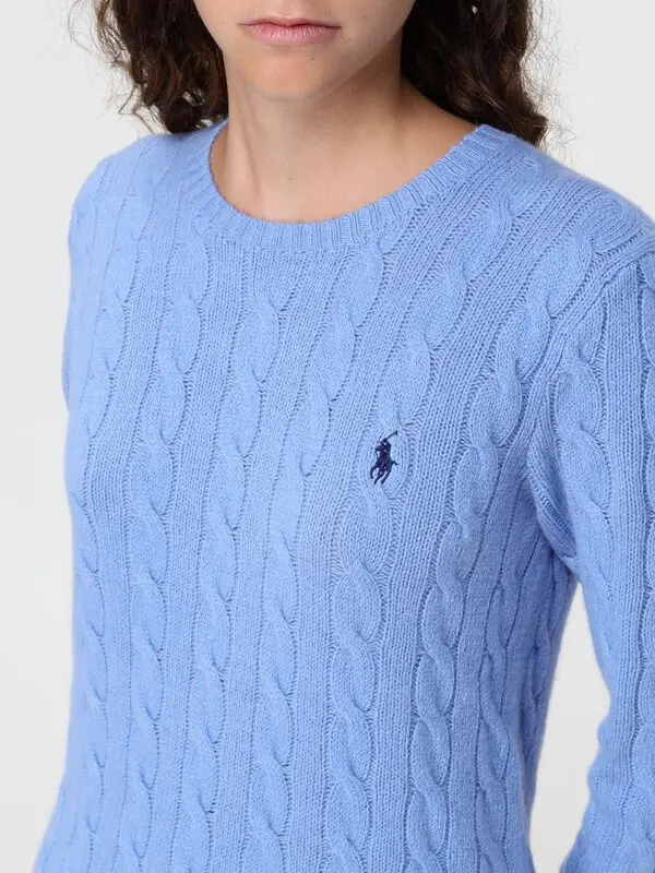 Polo Ralph Lauren Slim Fit Crewneck Jumper In Wool And Cashmere With Pony Logo - Ink