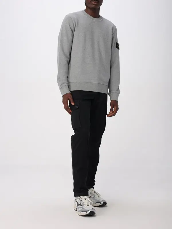 Stone Island Stretch Organic Cotton Cargo Trousers With Compass Logo