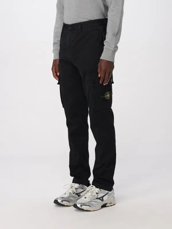Stone Island Stretch Organic Cotton Cargo Trousers With Compass Logo