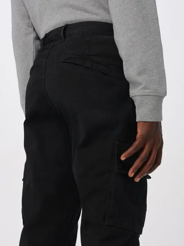 Stone Island Stretch Organic Cotton Cargo Trousers With Compass Logo