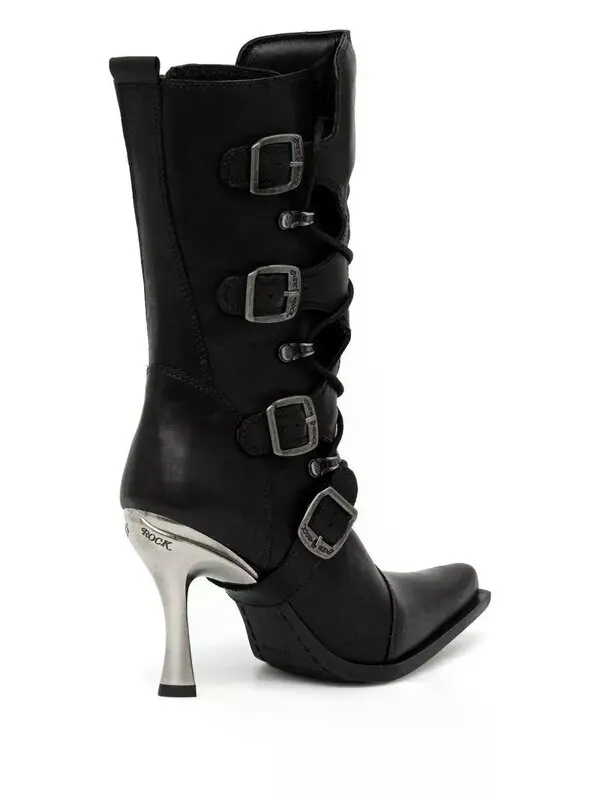 NEW ROCK 100mm Lace-up Buckle Boots