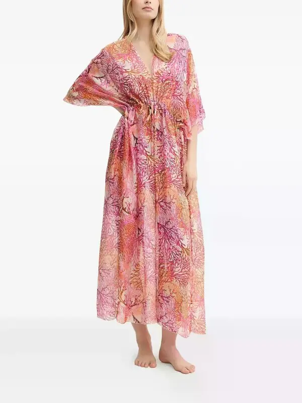Guess Coral-print Drawstring Kaftan