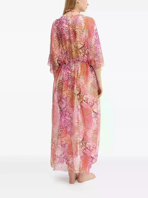 Guess Coral-print Drawstring Kaftan