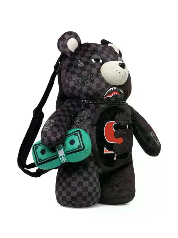 SPRAYGROUND Unfinished Shark Teddy Bear Check-pattern Backpack