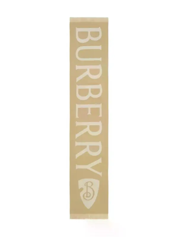 Burberry Logo-jacquard Wool Scarf - Neutrals