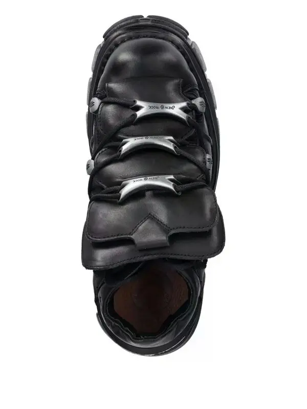 NEW ROCK Platform Lace-up Trainers - Black